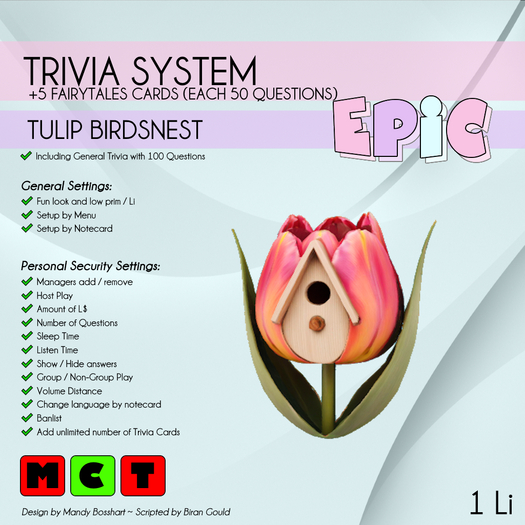 Second Life Marketplace - [EPIC Trivia System] Tulip BirdsNest (+5 ...